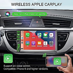 [Upgrade]Wireless CarPlay/Android Auto,Double Din Car Stereo Compatible with Voice Control,7In HD LCD Touchscreen Monitor, Bluetooth,Subwoofer,USB/Type-C/SD Port,A/FM Car Radio Receiver,Backup Camera