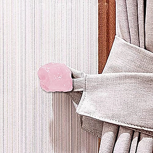 Cozy Tower 4 Pcs Rose Quartz Wall Hooks Decorative, Hat Bag Hooks for Wall Gold Brass Hooks for Hanging Purse Crystal Curtain Tieback Hooks for Wall, Pink