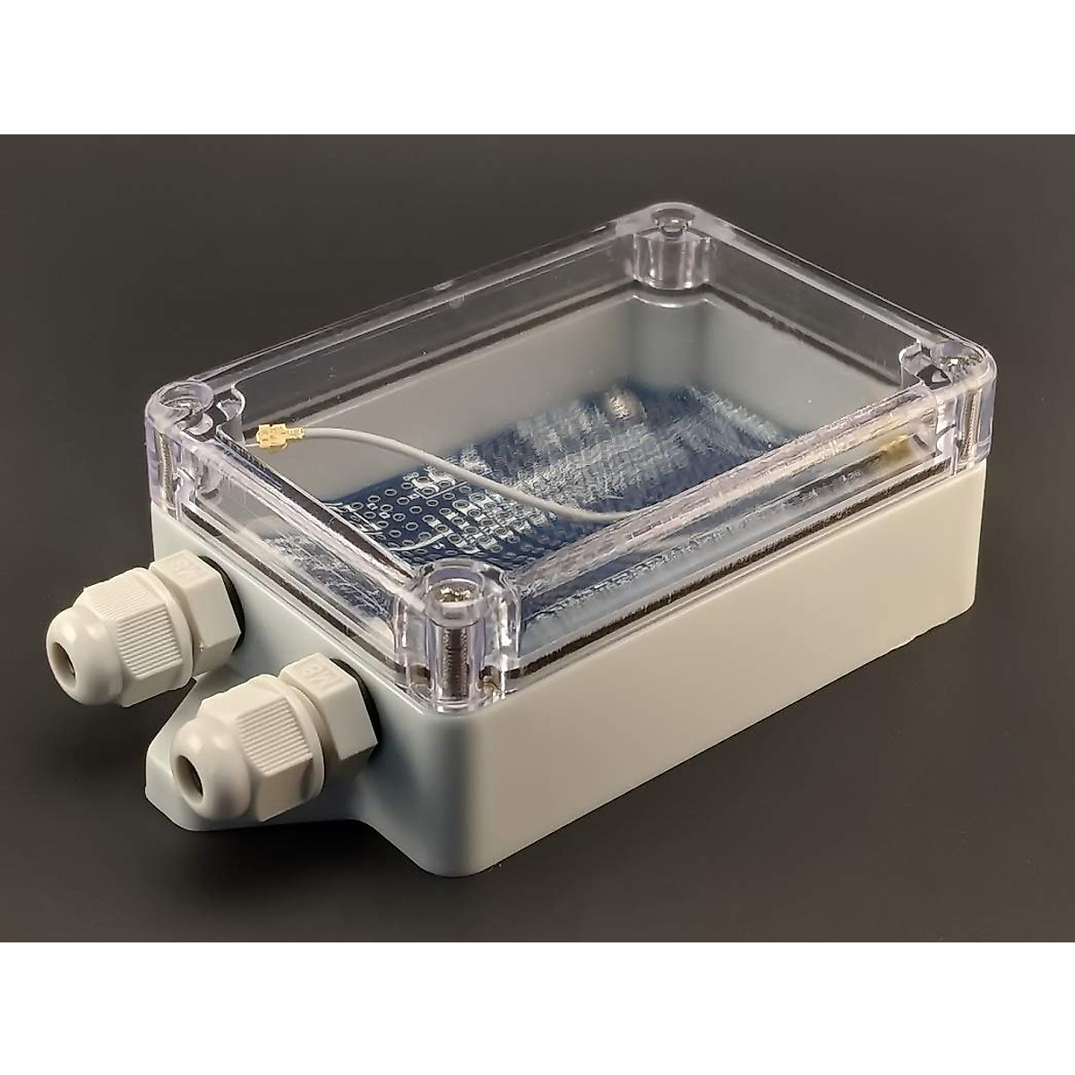 qBoxMini DIY IOT Enclosure Plus Kit (One SMA), IOT Enclosure for Arduino MKR Feather ESP32 Cellular LoRa WiFi Board, Waterproof IP65 Enclosure with Glands, prototyping PCB, connectors Set and SMA