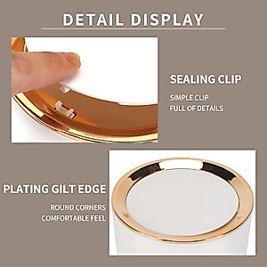 Senbaler Small Trash Can Wastebasket with Lid Round 2.6L Mini Desk Top Bin for Vanity Bathroom Bedroom Kitchen Office,ABS