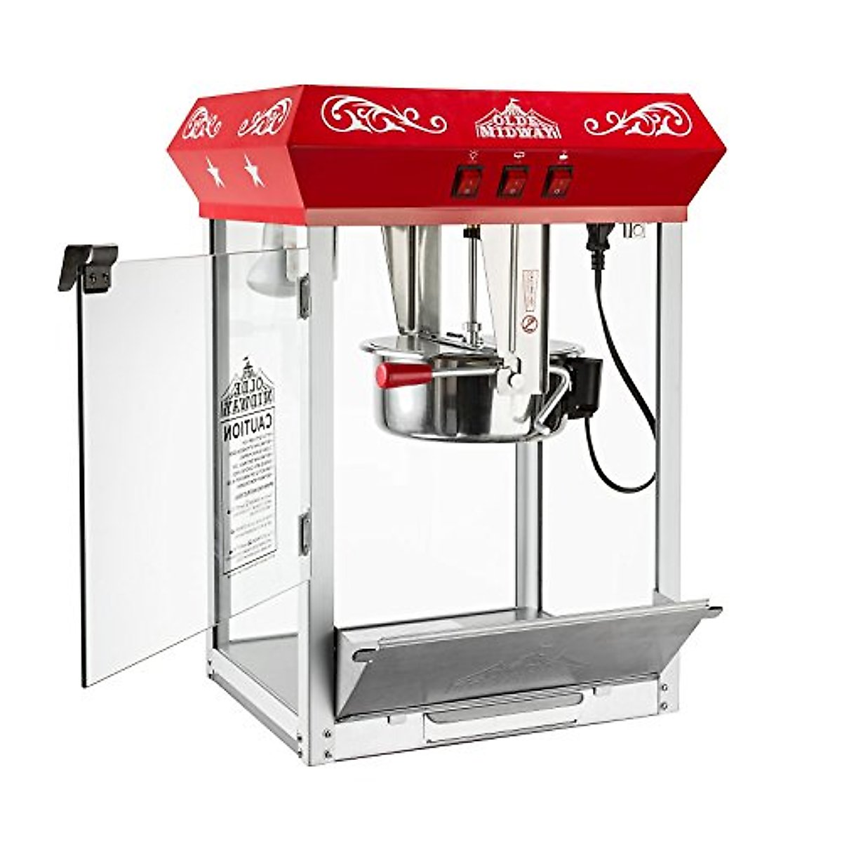 Olde Midway Bar Style Popcorn Machine Maker Popper with 10-Ounce Kettle - Red