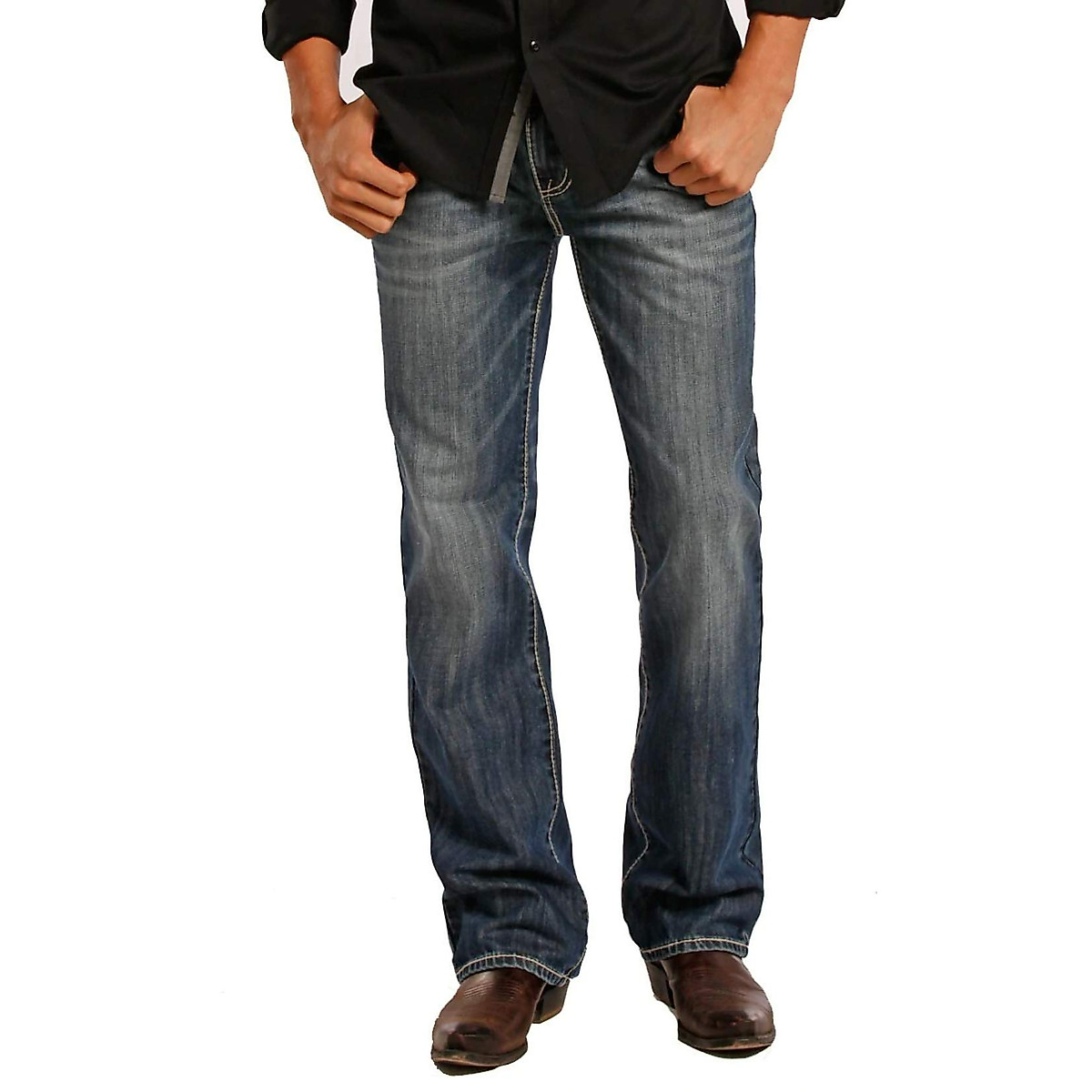 Rock & Roll Denim Relaxed Fit Straight Bootcut Jeans #M0S8553 34 W x 34 L