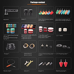 Cordless Mini Polisher, SPTA 12V Cordless Polisher for Detailed Polishing, Cordless Car Buffer Polisher, RO&DA Buffer Polisher with Mini Polishing Pads and Wool Pads for Polishing, Sanding, Cleaning