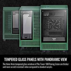 Thermaltake Tower 100 Racing Green Edition Tempered Glass Mini Tower Computer Chassis Supports Mini-ITX CA-1R3-00SCWN-00
