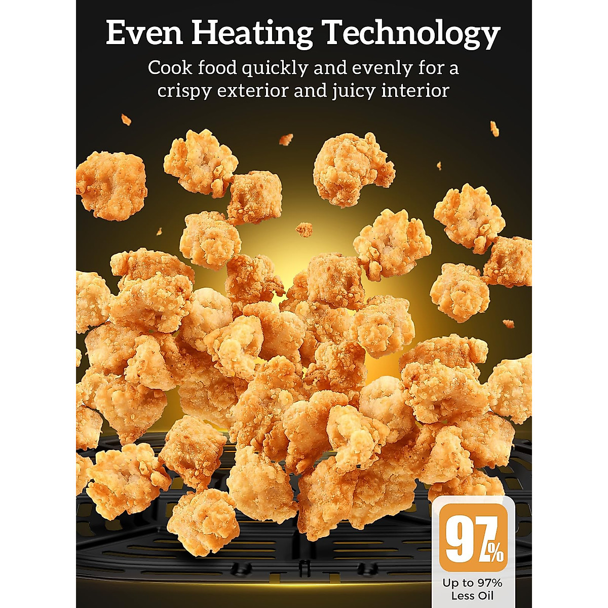 Air Fryer Oven 5.5Qt, 6 Presets Digital Display Compact Cooker,Space-saving, Nonstick & Dishwasher Safe Basket, Stainless Steel,Kitchen Elite