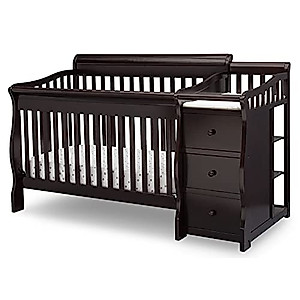 Delta Children Princeton Junction 4-in-1 Convertible Crib and Changer - Greenguard Gold Certified, Dark Chocolate