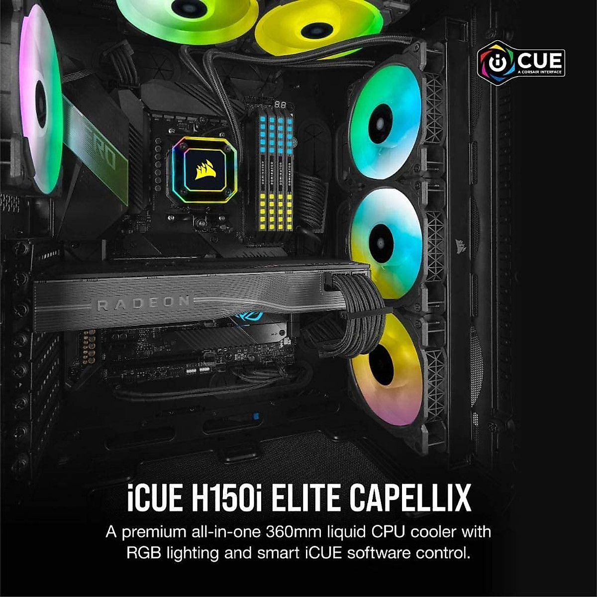 Corsair iCUE H150i Elite, CW-9060048-WW, Capellix, RGB Pump + Fans, 360mm (Renewed) fot Desktop