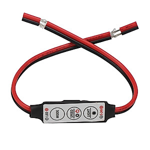 DROK Dimmable Mini DC 12V 12A Single Color LED Strip Dimmer Switch Brightness Control 5050 3528 5630