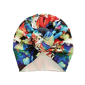 Asufegucd Baby Nylon Big Bow Turban Hats India Beanie Bohemia Donuts Cap Girls Headwear Bun Knot (Multicoloured ASFK8728)