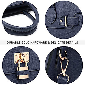 Women Handbag Designer Purse Fashion Ladies Shoulder Bag Top Handle Satchel Bag with Pouch (02 Litchi Leather- Black)