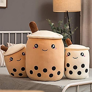 FJZFING Cute Plush Boba Milk Tea Stuffed Teacup Pillow Soft Bubble Tea Cup Plushie Toy Kawaii Cartoon Gift for Kids Home Decor Original 9.4 Inch