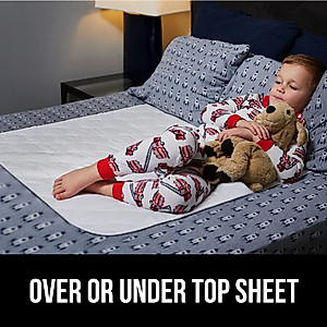 Gorilla Grip Washable Underpads, Waterproof Reusable Heavy Absorbency Incontinence Bed Pads, Leak Proof Toddler Mattress Pads, 76x34 Slip Resistant Pad Protector for Bedwetting, Adults and Kids, White