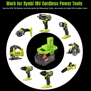 for Milwaukee to for Ryobi 18V Battery Adapter (for M18 Battery to for Ryobi 18V Tool)