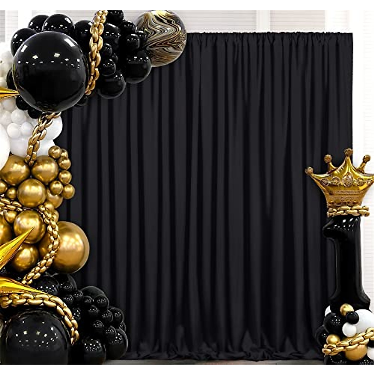 Black Backdrop Curtains Polyester Backdrop for Curtains Black Curtain Fabric 2 Packs 5ftx8ft Polyester Backdrop for Party