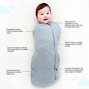 Happiest Baby Sleepea Comforter Swaddle - 100% Organic Cotton Baby Swaddle Blanket - Doctor Designed Promotes Healthy Hip Development (Ivory, Small)