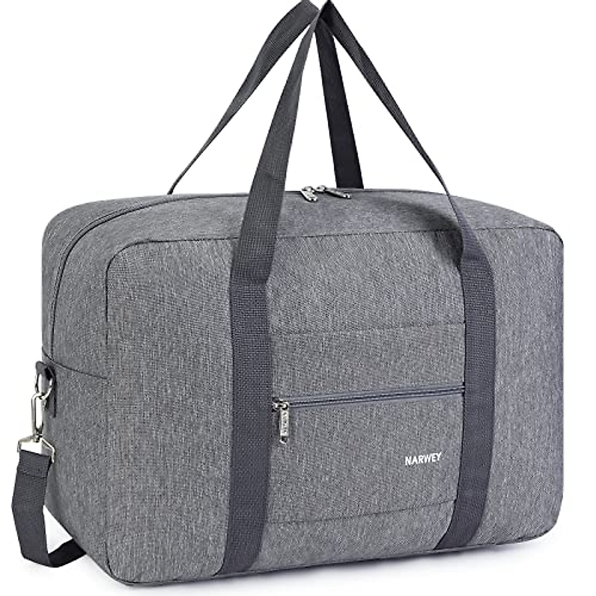 For Spirit Airlines Personal Item Bag 18x14x8 Foldable Travel Duffel Bag Tote Carry on Luggage Duffle Overnight for Women and Men (Thick Series Grey (with Shoulder Strap))