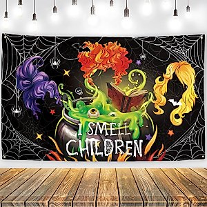 Halloween Decorations Hocus Pocus Backdrop Sanderson Sisters Banner Black Witch Decor Halloween Decorations for Home Party