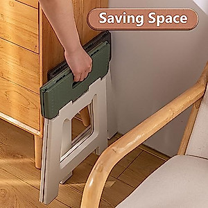 M Crumt 13'' Folding Step Stool for Adults and Kids Hold Up to 300 LB Non-Slip Folding Stools with Portable Handle Compact Collapsible Lightweight Foldable Step Stools for Kitchen, Bathroom(Khaki)