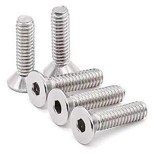 Glvaner 10-24 x 1/2" (60 pcs) Flat Head Socket Cap Screws Bolts, 304 Stainless Steel 18/8, Countersunk Head Socket Cap Screws, Allen Hex Drive, Full Thread