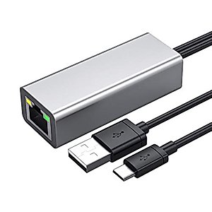Ethernet Adapter for Fire TV Stick Chromecast Ultra/2/1/Audio Google Home Mini Mirco USB A to RJ45 Ethernet Adapter with USB A Power Supply Cable 3.3ft (Grey)