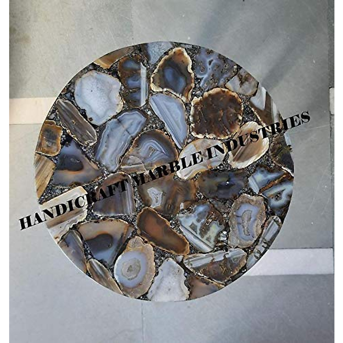 Agate Coffee Table 36", Agate Table Top, Agate Coffee Table, Agate Side Table, Round Table, Stone Table. Grey Agate Geode Table