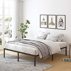 HOBINCHE 16 Inch King Size Bed Frame, No Box Spring Needed, Heavy Duty Black Metal Platform Mattress Foundation with Steel Slats, Non-Slip Noise Free Easy Assembly, Cleance Storage