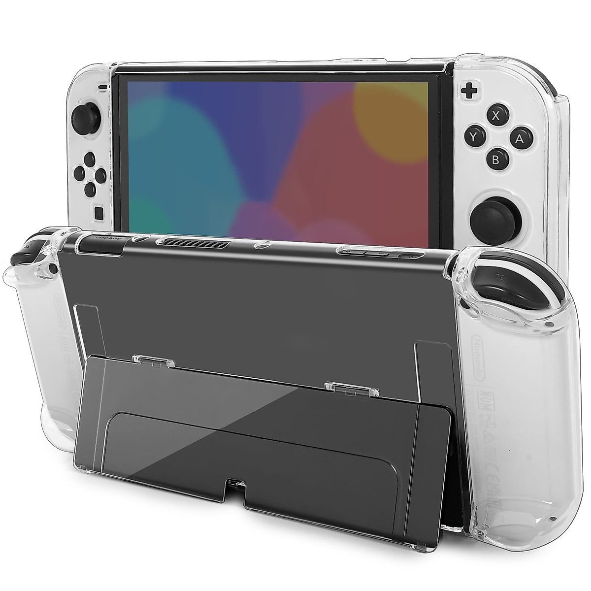 TIKOdirect Transparent Case Compatible with Switch OLED, Dockable Clear Protective Case for Switch OLED, Comfort Grip Case with Shock-Absorption and Anti-Scratch Design, Crystal Glitter
