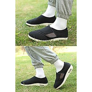 ZUMEIJIA Women's Diabetic Shoes for Women Casual Adjustable Walking Shoes Wide Shoes for Elderly Swollen Feet Non-Slip Air Cushion Bottom Fattening and Widening Black 8.5