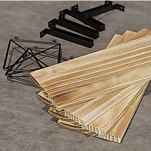 WOPITUES Floating Shelves Wall Mounted, Wood Bathroom Shelves with Extra Storage Shelf, Rustic Wall Shelves for Bathroom, Bedroom, Kitchen, Living Room, Plants - Light Brown