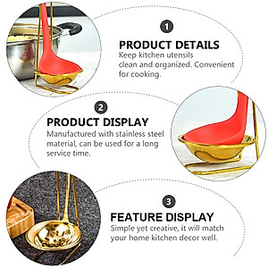 DOITOOL Stainless Steel Soup Ladle Spoon Rest Kitchen Utensil Rest Gold