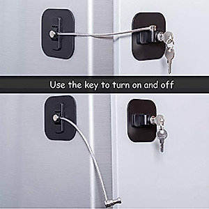 Refrigerator Lock,Fridge Lock with Keys,Freezer Lock and Refrigerator Lock for Child Proof(Fridge Lock-Black 1Pack)