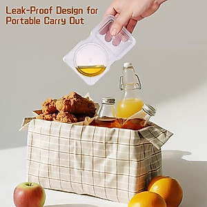 Vexulipro 15 PCS Divider Condiment Containers with Lids, Double Compartment Condiment Container, Dressing Containers with Lids, Small Plastic Containers with Lids, and Snack Containers