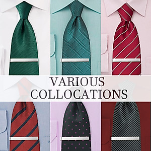 2.2 Inch Tie Clips for Men’s Regular tie in Gift Box, Tie bar & Pins Set for Necktie in Black Red White Blue Color, Suitable for Wedding Anniversary Valentine's Day Christmas Party Daily Wear