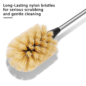 Purtribe Water Bottle Cleaning Scrubbing Brush, Stainless Steel Bottle Brush, Compatible with Sport Bottles, Tumblers, Water Cups, Coffee Mugs, Wine Decanters, Glasswares, Round, 1 Pack (13 in)