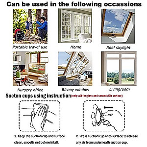 DREAM ART Anywhere Portable Blackout Curtain/Adjustable Blackout Shades/Temporary Blackout Blinds with Suction Cups for Nursery,Children Kids Bedroom or Travel Use,Dark Black,W51xL71Inch(130X180cm…