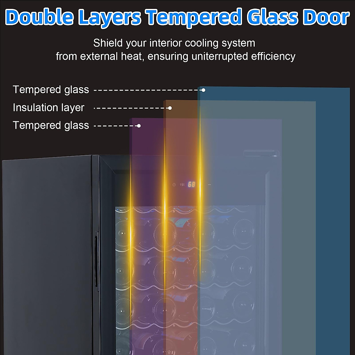 EliteEdge 48" Large Single Zone Wine Fridge, 80 Bottle Wine Cooler Refrigerator with Intelligent Digital Temperature Control, Low Noise Operation, Freestanding Wine Refrigerator (115V/60HZ)