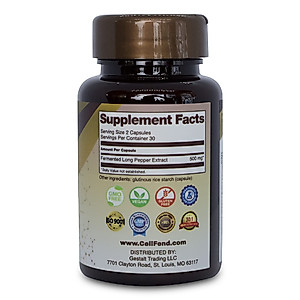 CellFend Fermented Long Pepper Extract – Senolytic Agent – with Piperlongumine – Potent 30:1 Extract - 60 Vegan Capsules (500mg)