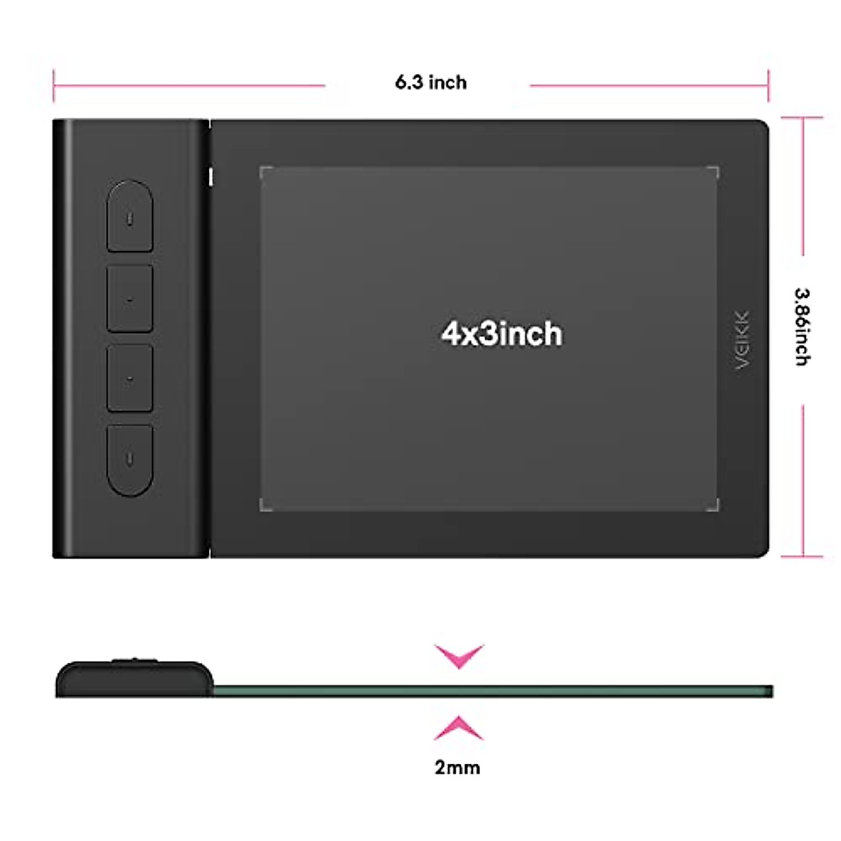 VEIKK VK430 Drawing Tablet 4x3 inch OSU Tablet, Portable Computer Graphics Tablets with 4 Shortcut Keys 8192 Levels Battery-Free Stylus Pen, Compatible with Mac/Windows/Android/Chrome/Linux