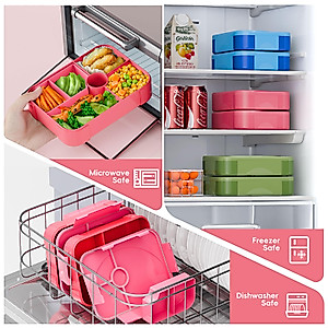 Winproper Lunch Box Kids Bento Box, Leakproof Bento Lunch Box with 6 Compartments, BPA-Free Men Women Lunch Containers for Adults/Kids/Students, 40 oz Portable On-the-Go Meal and Snack Packing - Pink