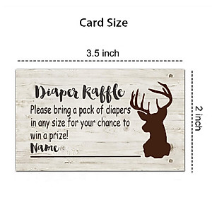 None Brand Diaper Raffle Tickets for Baby Shower (50 Count) 3.5" x 2" with Name Line, Deer Baby Shower Games Invitations Inserts Request Cards