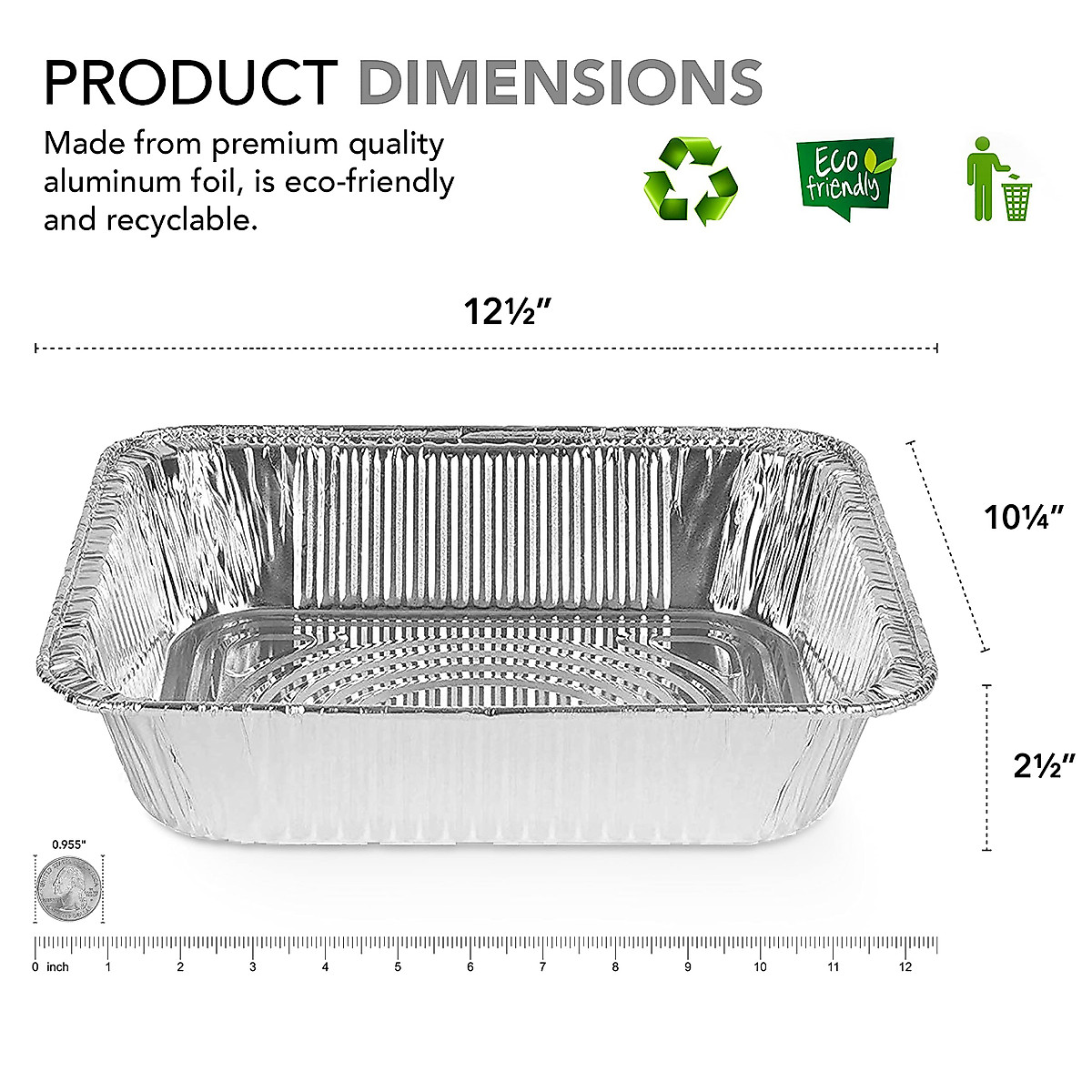 Aluminum Pans 9x13 Disposable Foil Pans (30 Pack) - Half Size Steam Table Deep Pans - Tin Foil Pans Great for Cooking, Heating, Storing, Prepping Food