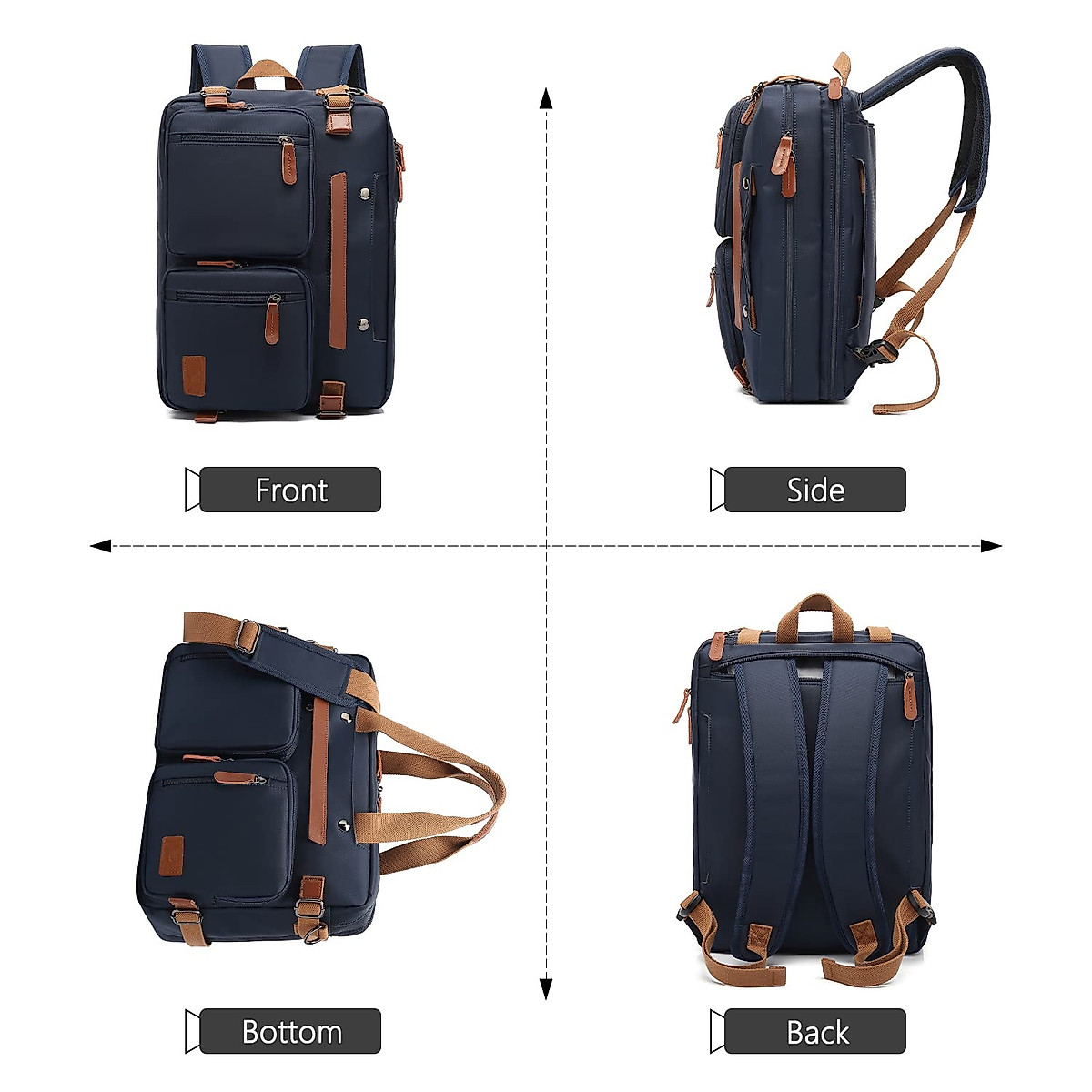 PETITE SIMONE 3 in 1 Laptop Bag 17.3 Inch Men's Work Bag Business Handbags Briefcase Backpack,Computer Bag,Messenger Bag For Men Women, Navy Blue