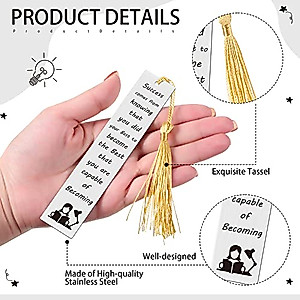 Tallew 4 Pcs Metal Bookmarks Inspirational for Book Lovers Christmas Gifts Graduation Teacher Appreciation Bookmark Thank You Page Marker Teachers Women Birthday(Sweet), Silver