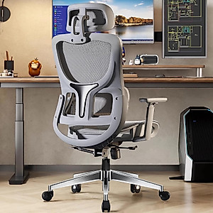 HDHNBA Ergonomic Office Chair,High Back Mesh Desk Chair with 3D Armreat Adjustable headrest, Reclining Comfy Computer Gaming Chair with Lumbar Support, Tilt Function