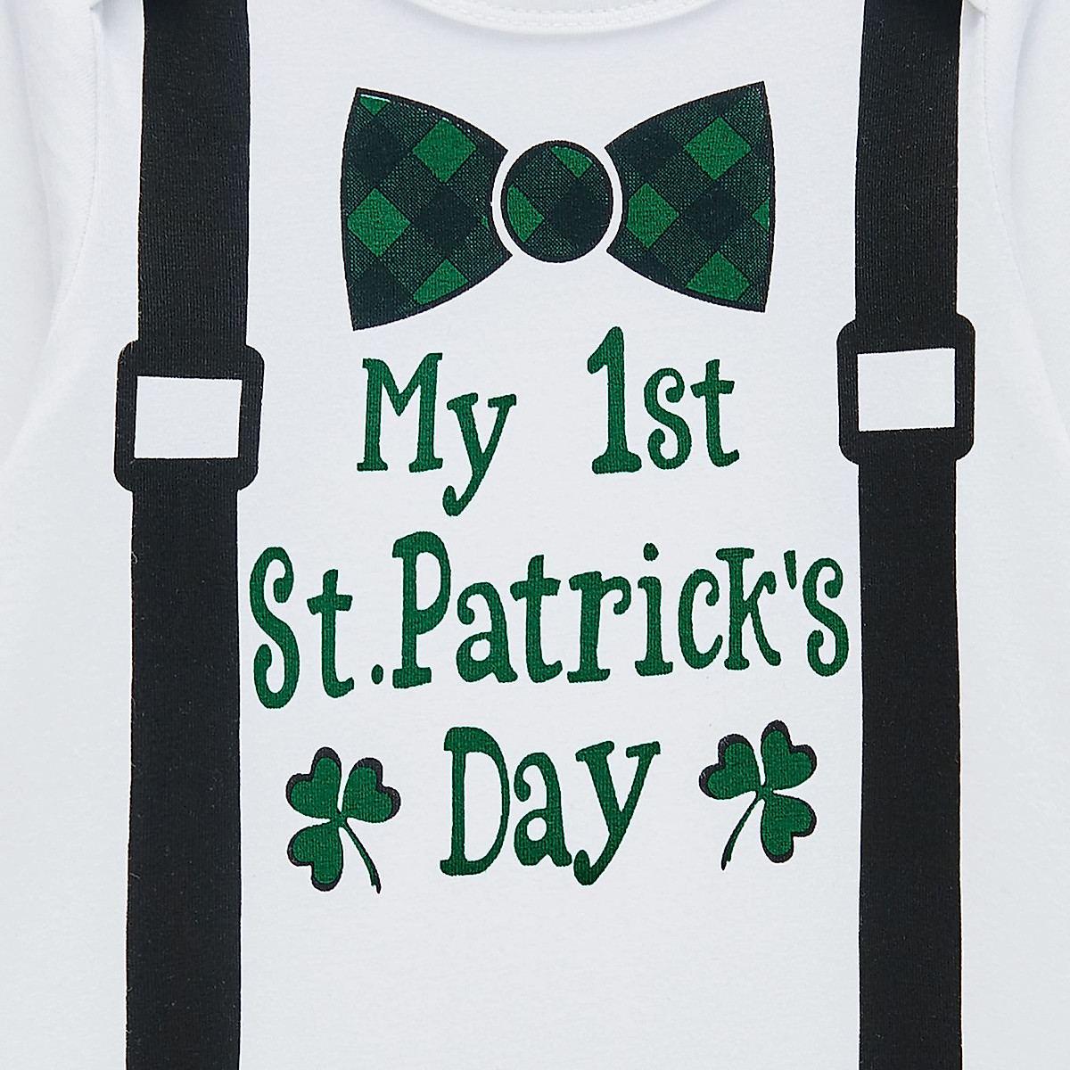 Kewlent Baby Boy Outfits My First St Patrick's Day Clothes Pant Set (Green grid, 0-3 Months)