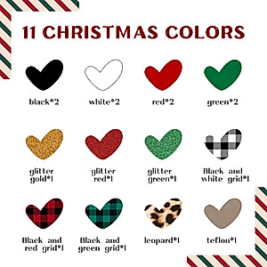 HTVRONT Heat Transfer Vinyl - 16 Sheets Buffalo Plaid HTV Iron on Vinyl for T Shirts and Glitter HTV Vinyl 12" × 10", 11 Colors HTV Vinyl Sheets