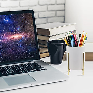 Cutlery Holder, Ceramic Silverware Holder with Metal Frame Kitchen Cooking Utensil Holder, Robust Silverware Caddy 4.7*3.15 inch Gold 1 PCS