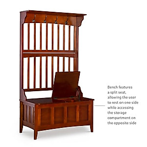 Linon Hall Tree with Storage Bench, 36"W x 18"D x 64"H, Walnut