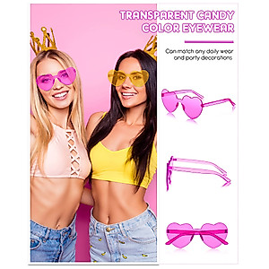 Frienda 20 Pairs Heart Shaped Sunglasses Rimless Candy Color Glasses for Women Men Party Favor(Elegant Colors)