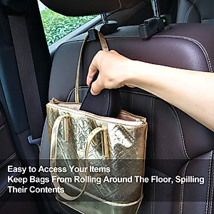 A ABIGAIL Car Headrest Hooks Universal Vehicle SUV Organizer Car Back Seat Headrest Hanger Holder Hook for Bag Purse Cloth Grocery-Black Set of 2 A7836F
